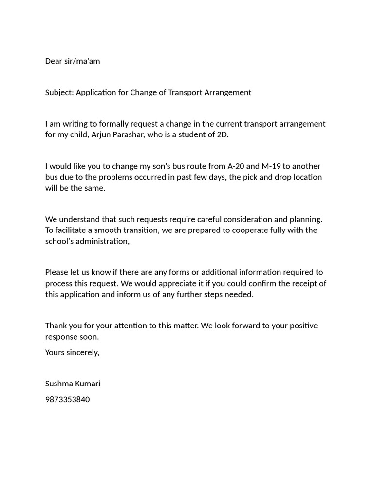 School Bus Route Change Application | PDF