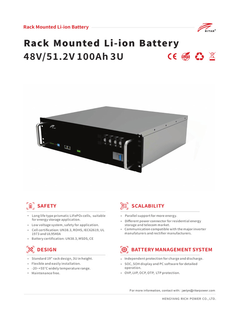 Datasheet-Ritar Power Battery 5120Wh | PDF