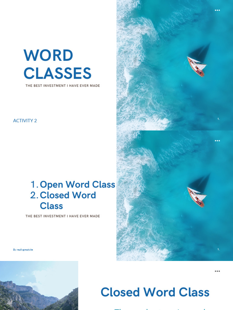 Closed and Open Word Classes in Parts of Speech. | PDF | Part Of Speech ...