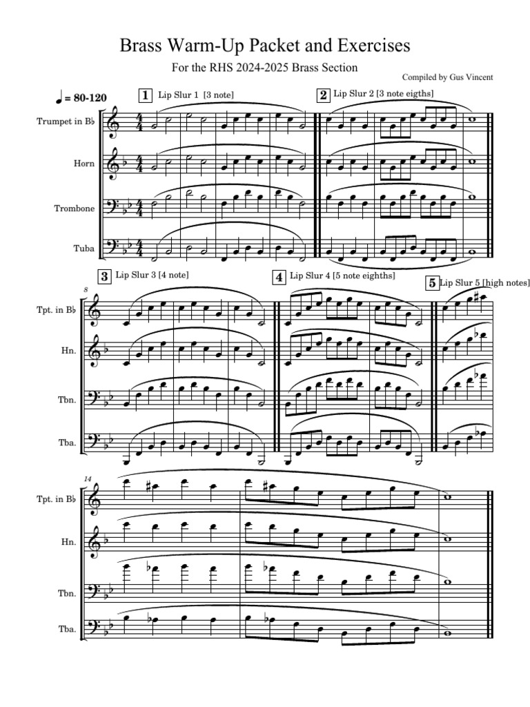 Brass Warm-Up Packet and Exercises-Score - and - Parts | PDF | Music ...