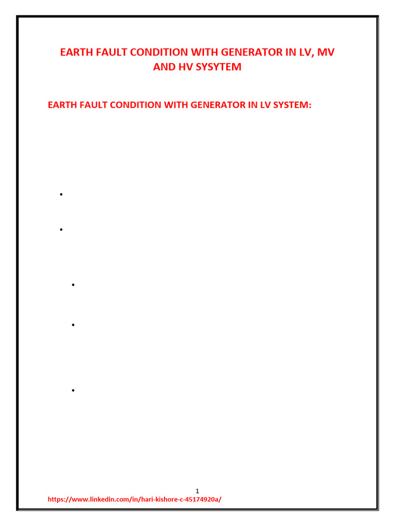 Earth Fault Management in LV & MV Generators | PDF | Transformer | Relay
