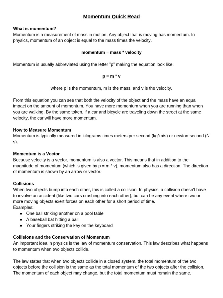 Understanding Momentum in Physics | PDF | Momentum | Velocity