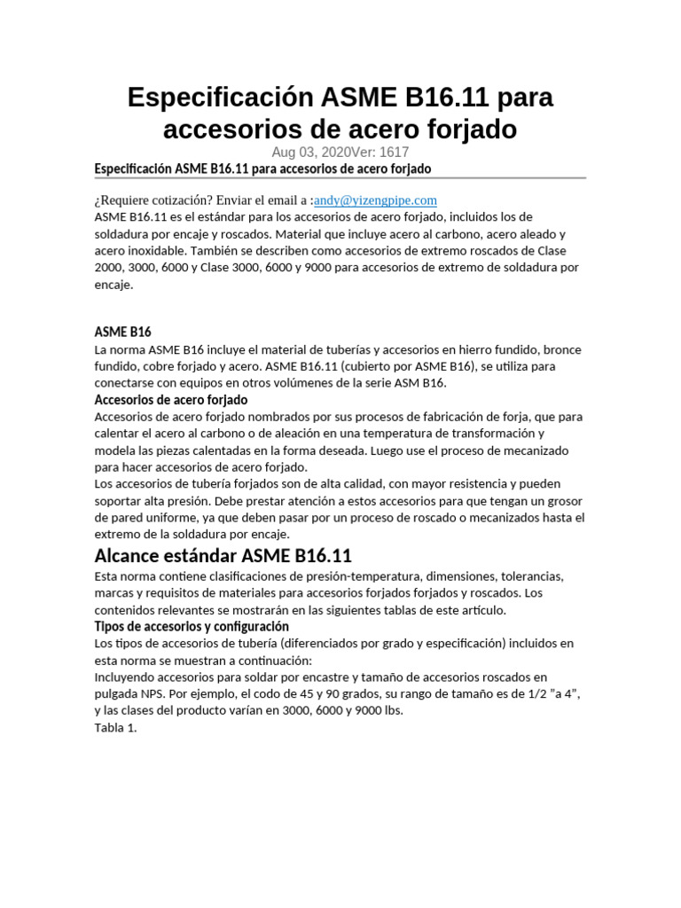 Especificación ASME B16 | PDF | Acero | Aleación