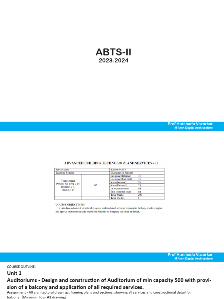 ABTS - II - 2023-24 STR Beams in Auditorium | PDF