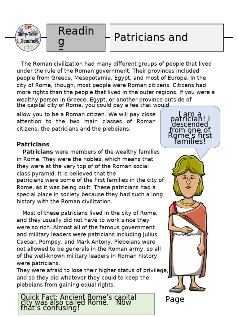 PatriciansPlebeians Reading Passage | PDF | Roman Republic | Ancient Rome