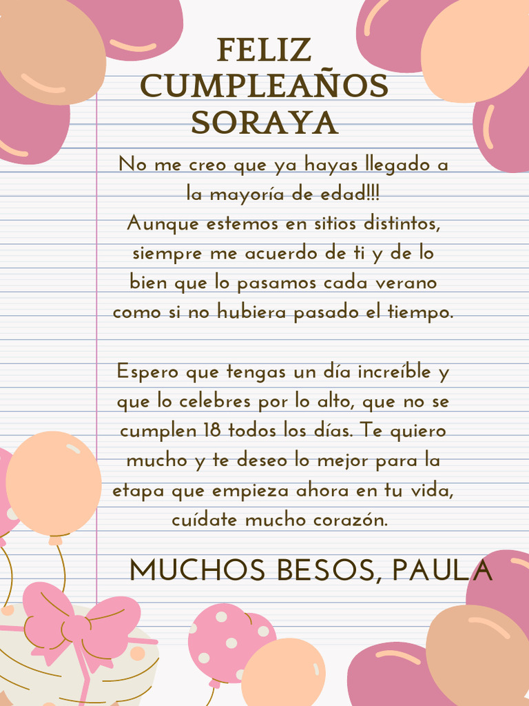 Felicitación Soraya | PDF