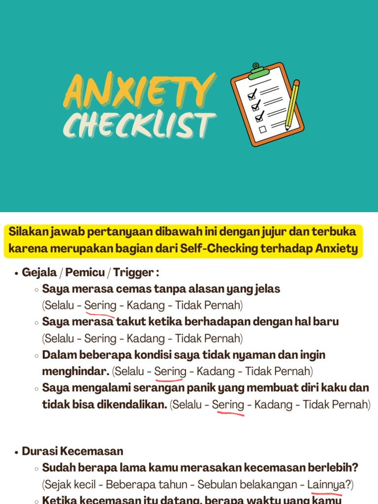Anxiety Checklist | PDF
