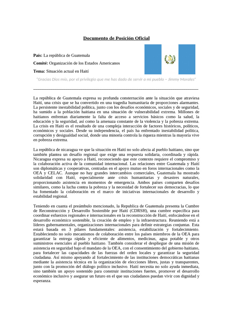 Documento de Posición Oficial | PDF | Haití | Guatemala