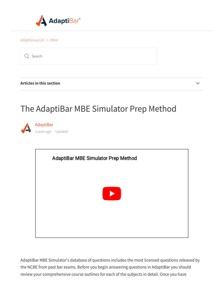The AdaptiBar MBE Simulator Prep Method - AdaptiGroup LLC | PDF