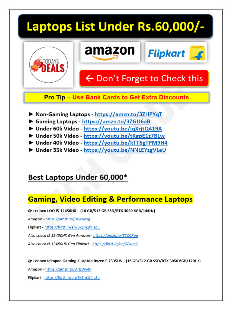 Best Laptops Under 60000 in India | PDF | Computer Architecture ...