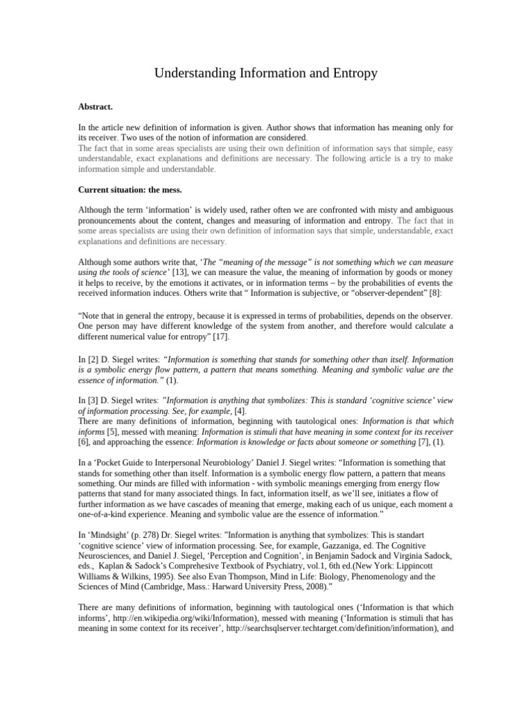 Understanding Information And Entropy Pdf Temperature Entropy