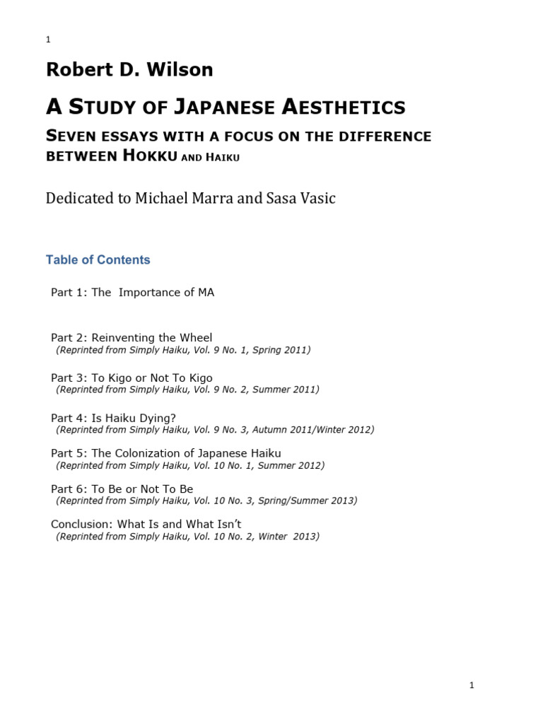 A Study of Japanese Aesthetics Seven Ess | PDF | Haiku | Poetry