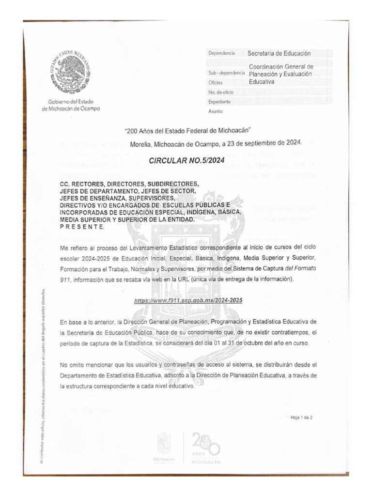 Circular Levantamiento 911 24-25 | PDF