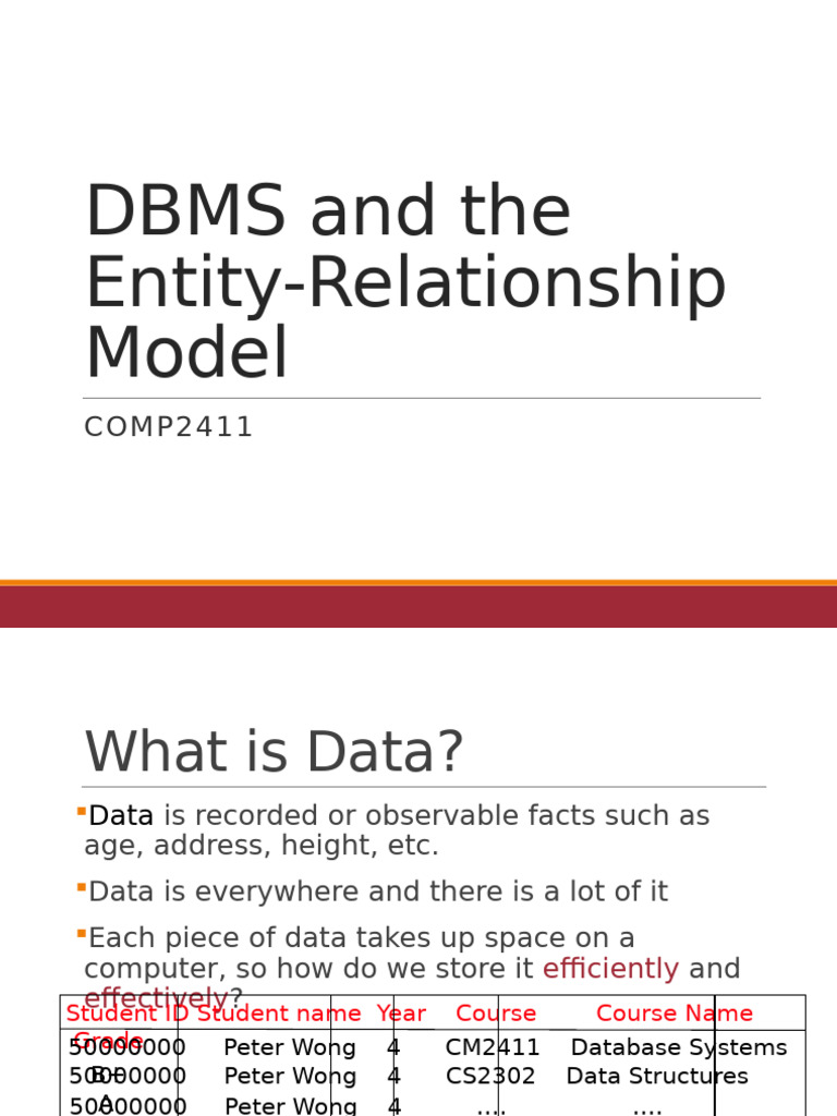 1 DBMS EntityRelationshipModel | PDF | Databases | Conceptual Model