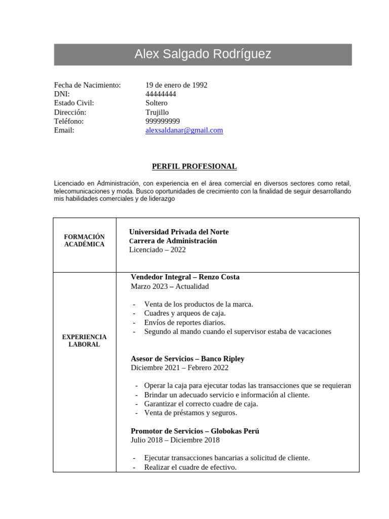 CV - Alex Salgado | PDF | Economias