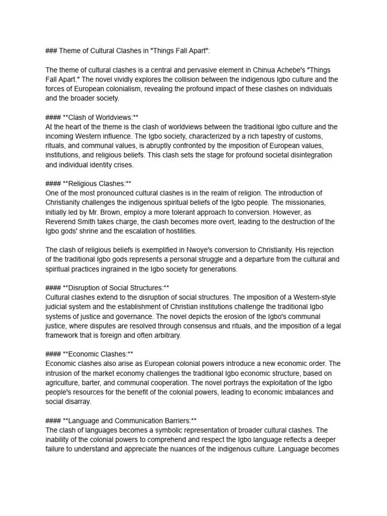 Cultural Clashes | PDF | Igbo People