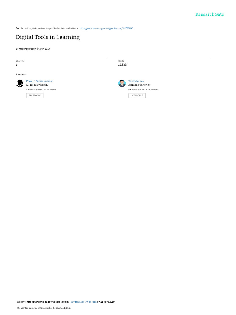 Digital Toolsin Learning | PDF