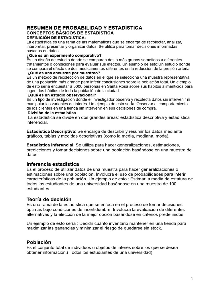 Resumen Parcial Prob - Estadisc | PDF | Estadísticas | Muestreo (Estadísticas)