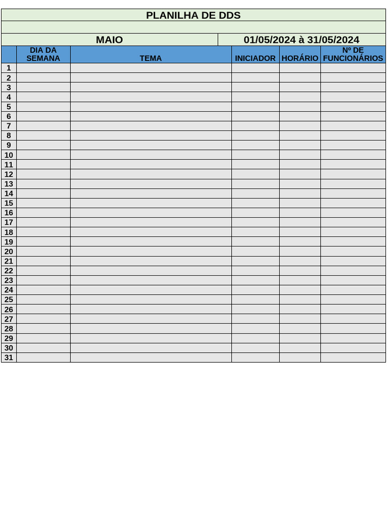 Planilha de Dds | PDF