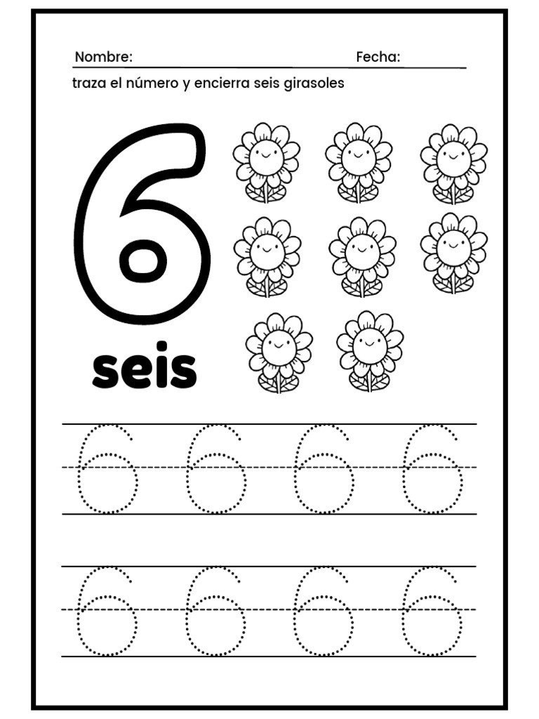 Trace, Cut, and Paste Number Six Math Worksheet | PDF