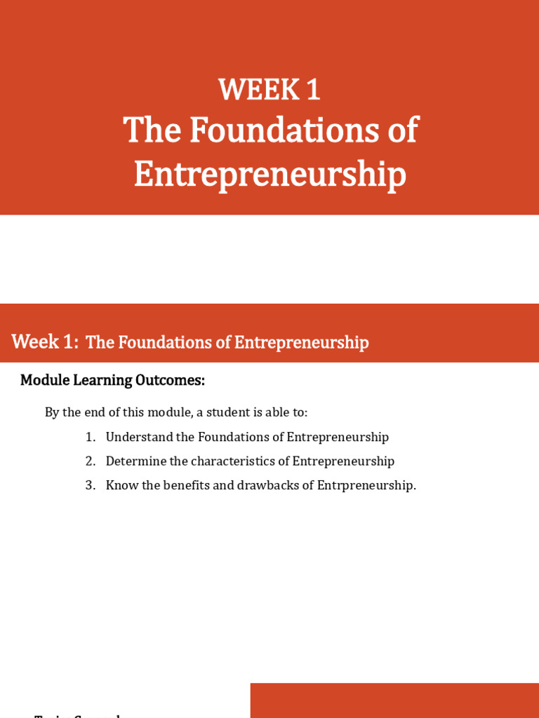 W1-2 Foundations of Entrepreneurship | PDF | Entrepreneurship | Business