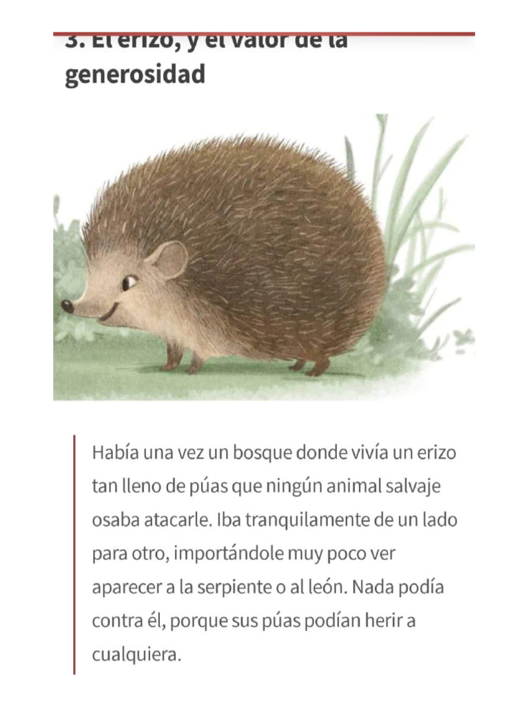 El Erizo y El Valor de La Amistad | PDF