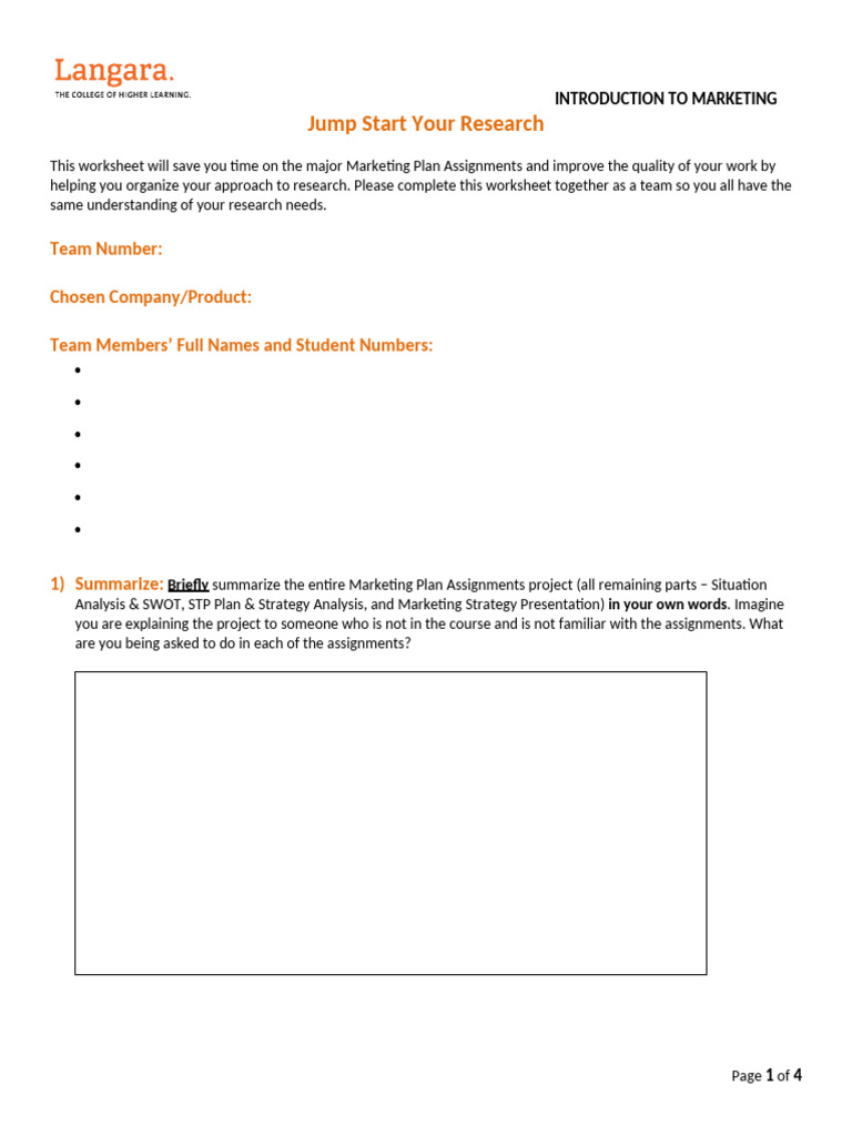 Marketing Plan Research Worksheet | PDF | Marketing | Information