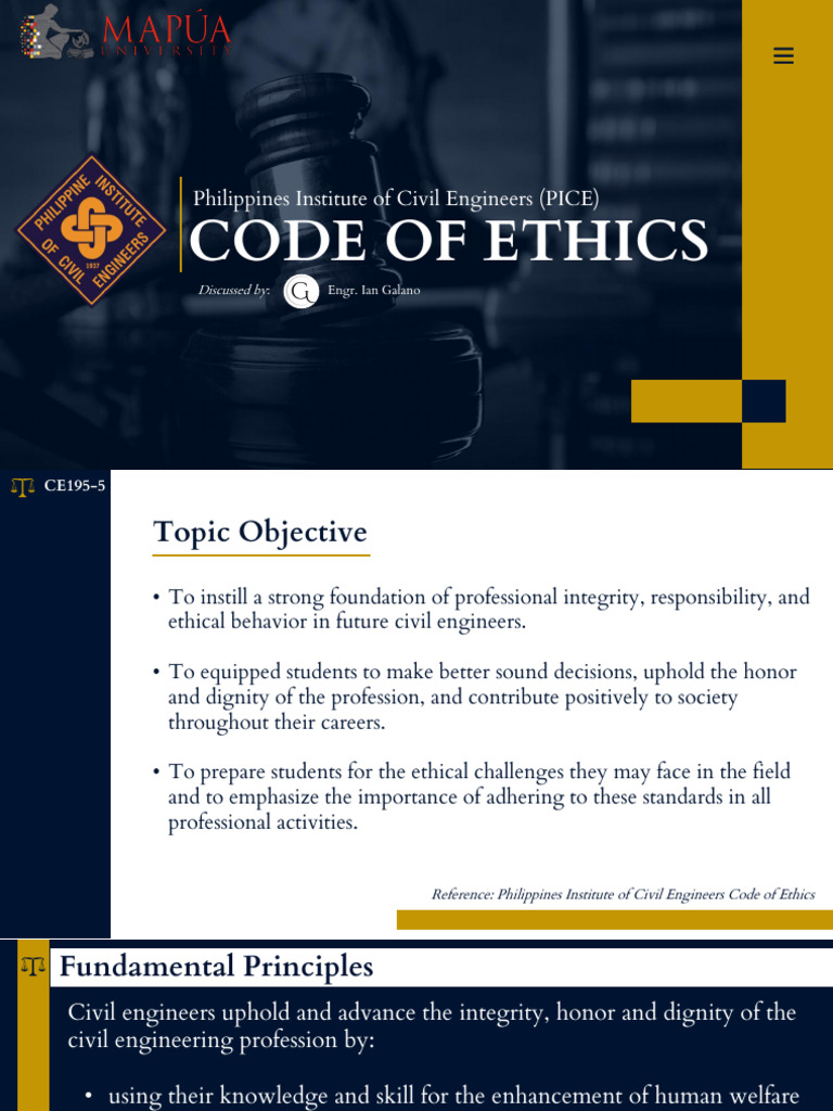 Lecture 1 Pice Code of Ethics | PDF | Integrity | Profession