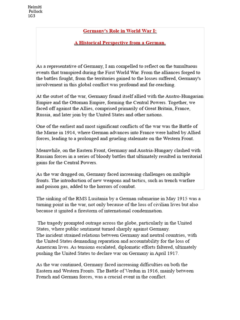 Germany | PDF | Western Front (World War I) | German Empire