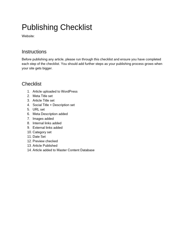 Publishing Checklist | PDF