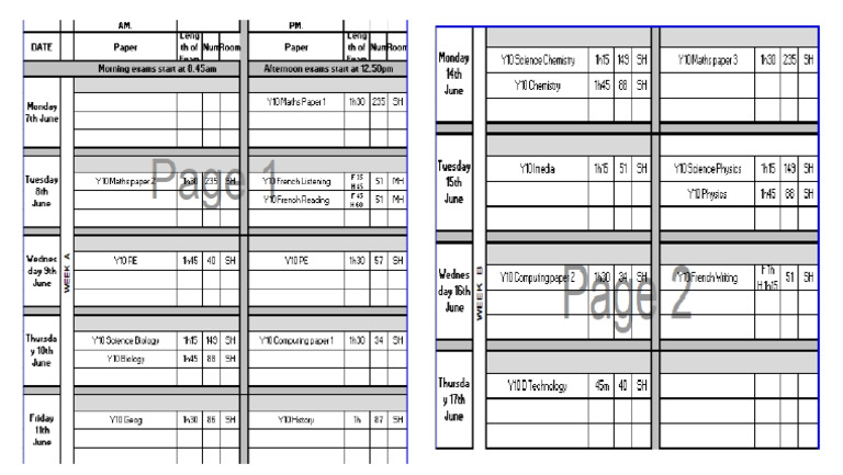 Mock Timetable | PDF