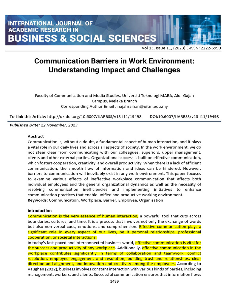 Communication - Barriers - in - Work - Environment - Underst | PDF ...