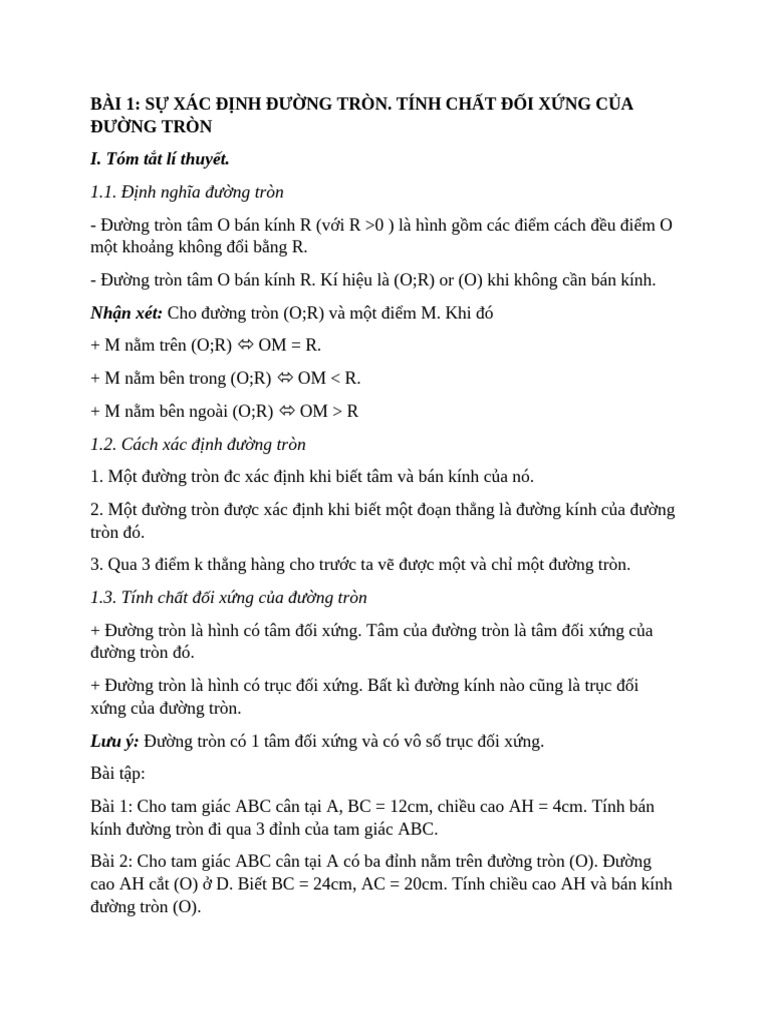 Bài 1 Đư NG Tròn | PDF