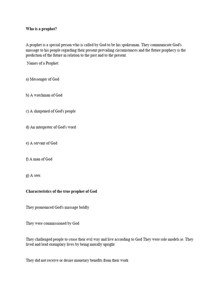 Characteristics of True Prophets | PDF