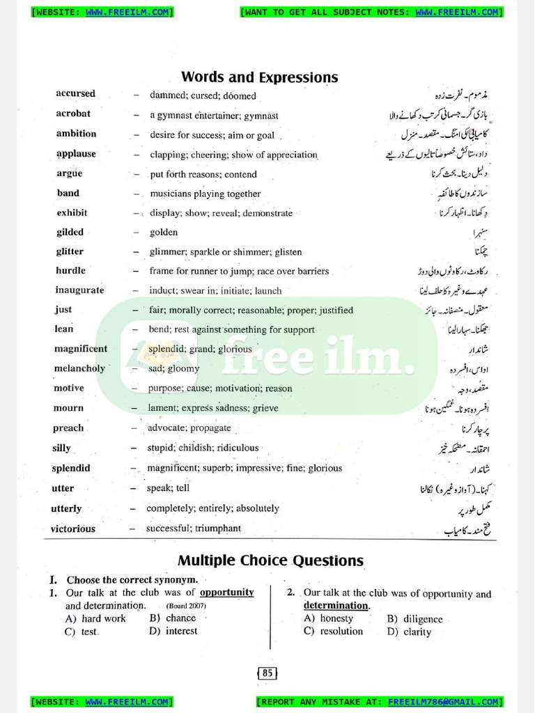 11th English Ch6 Exercise Notes | PDF