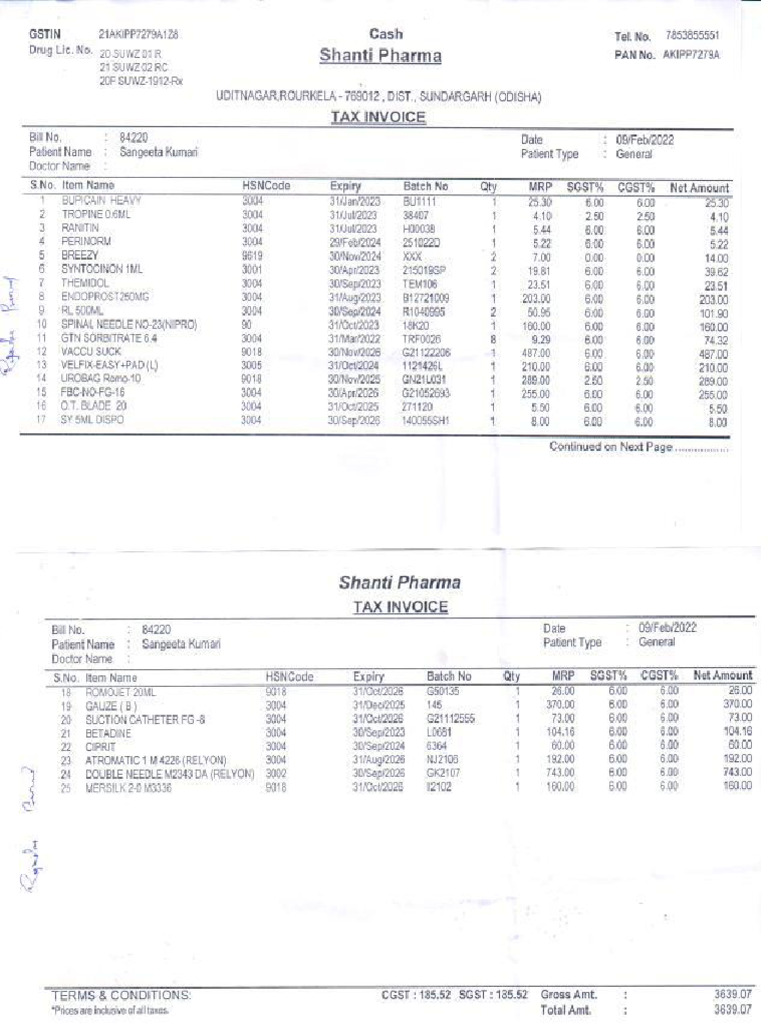 Medicine Bill | PDF