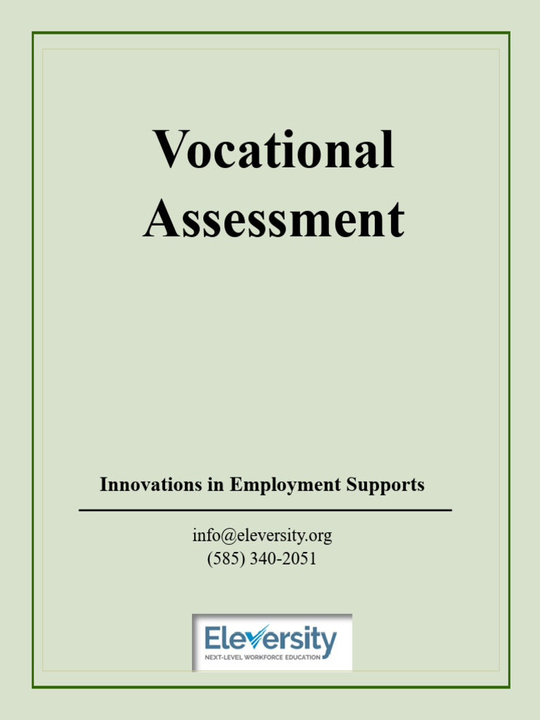 Vocational Assessment Overview and Tools | PDF | Cognition ...