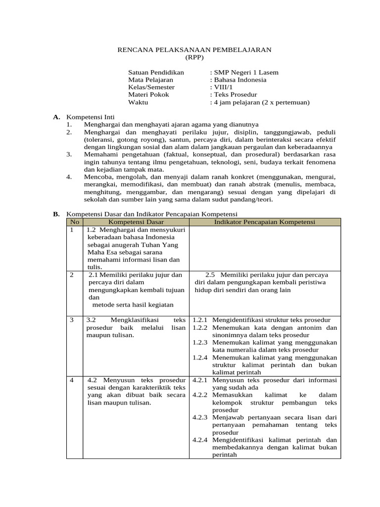 RPP Teks Prosedur | PDF
