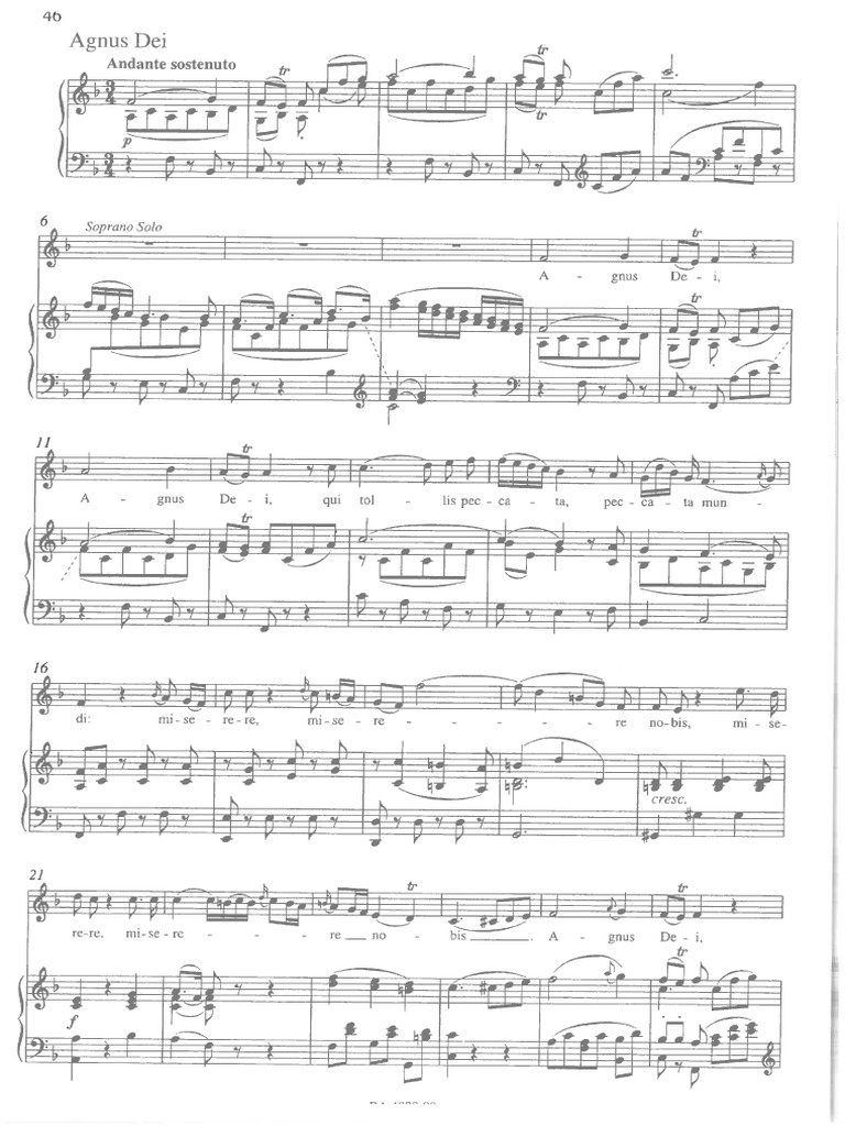 Partitura Agnus Dei Mozart | PDF