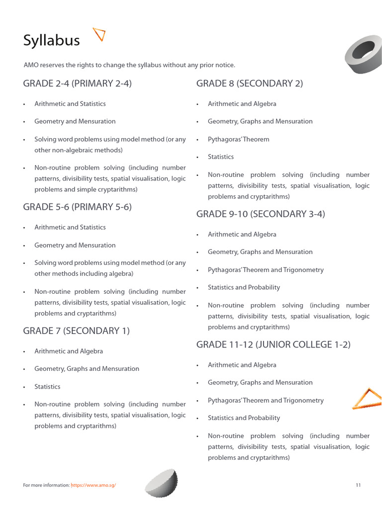 AMO Syllabus | PDF | Geometry | Mathematics