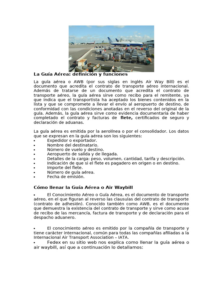 Formatos Guia Aerea | PDF | aduana | Industrias de servicio