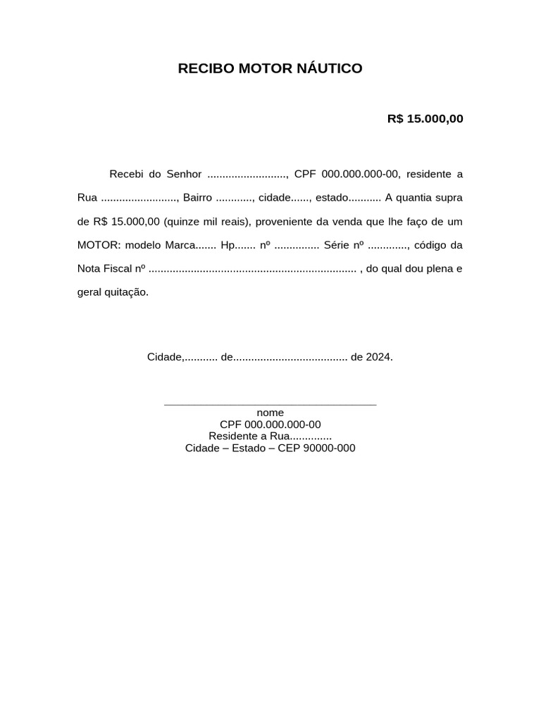 RECIBO Motor Nautico | PDF