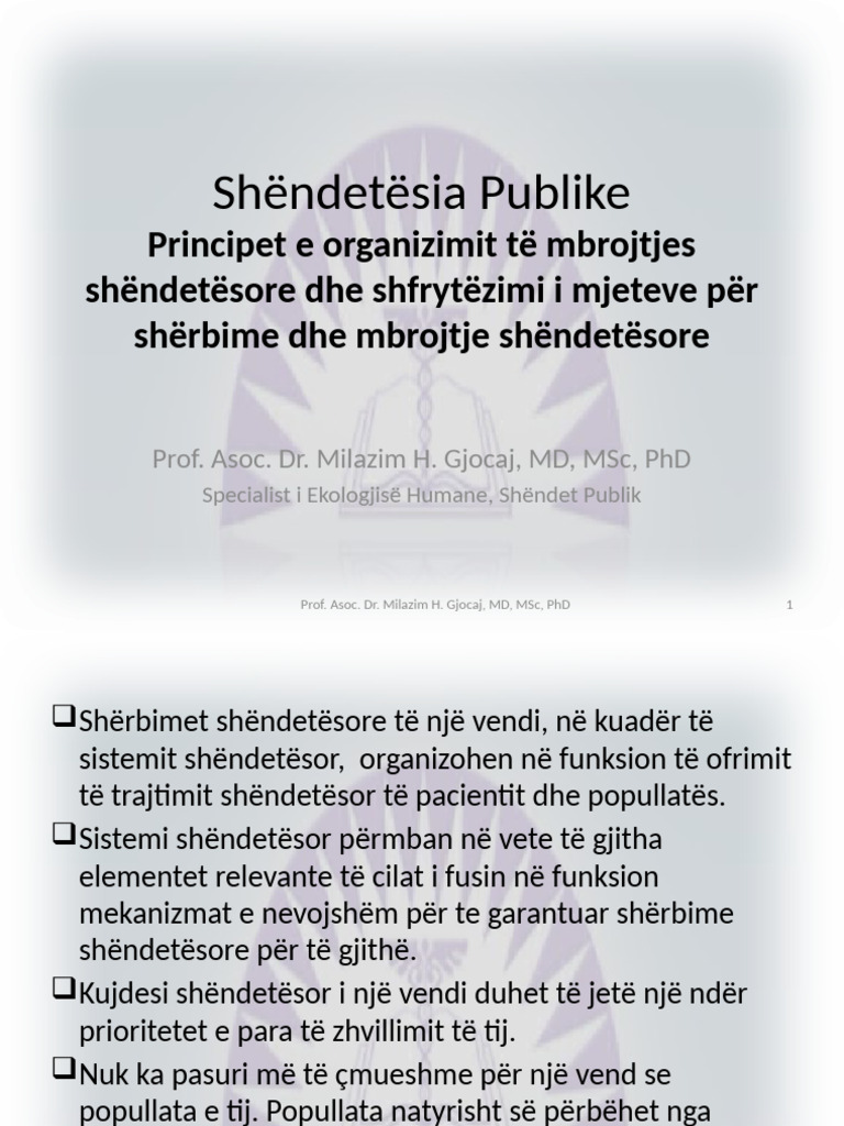 2.0.. Principet e Organizimit Të Mbrojtjes Shëndetësore Dhe Shfrytëzimi ...