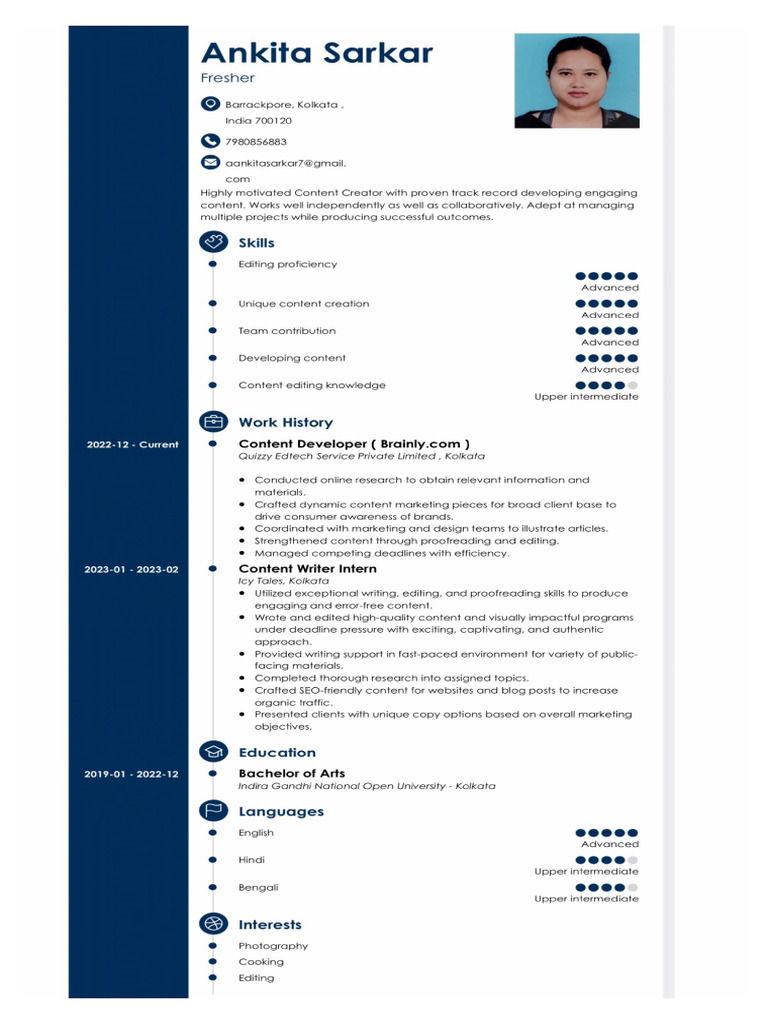 Ankita Sarkar Resume | PDF