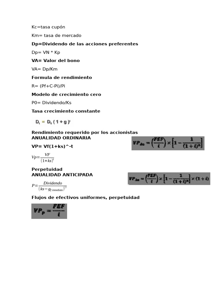 Formulas Finanzas | PDF