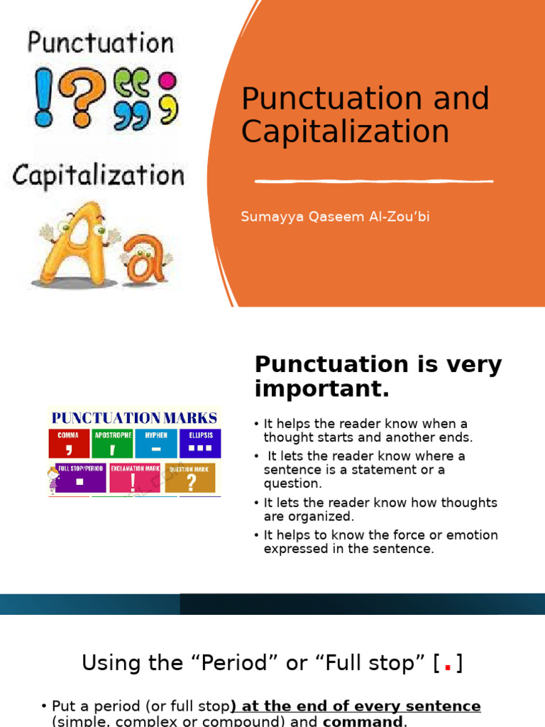 Punctuation and Capitalization | PDF | Sentence (Linguistics) | Comma