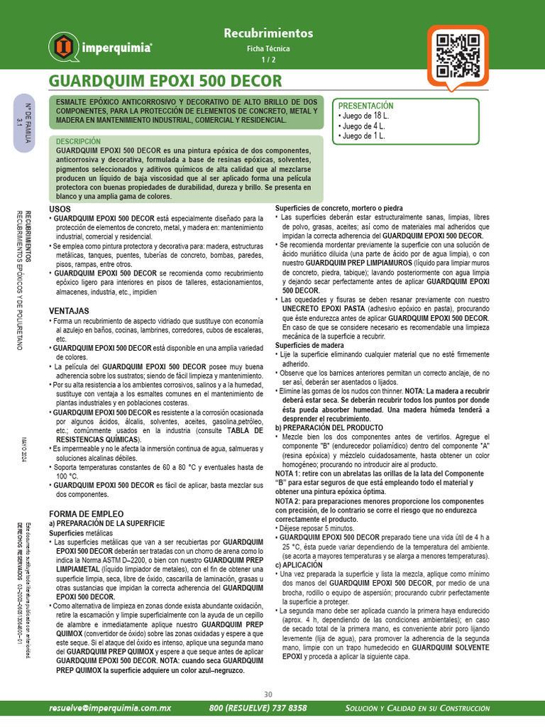 Recubrimientos Epóxicos GUARDQUIM | PDF | Epoxy | Hormigón