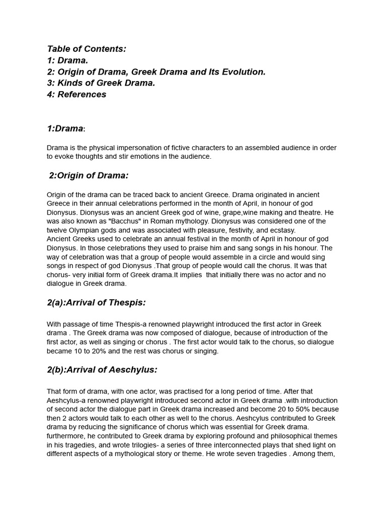 Drama in Literature-Its Origin, Greek Drama, Evolution of Greek Drama ...