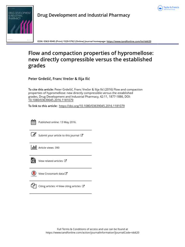 Flow and Compaction Properties of Hypromellose New Directly ...