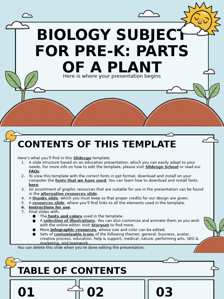 Biology Subject For Pre-K - Parts of A Plant by Slidesgo | PDF ...